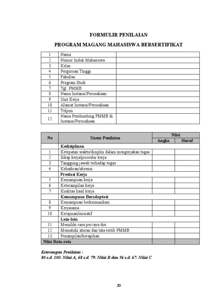 Formulir Penilaian | PDF