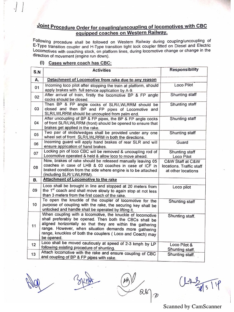CBC Coupling Procedures in Indian Railways | PDF