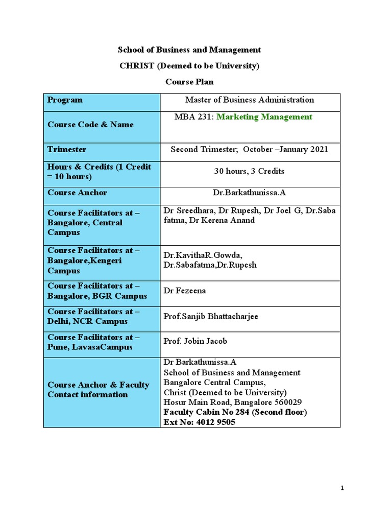 MBA 231 Marketing Management PDF | PDF | Marketing | Psychological Concepts
