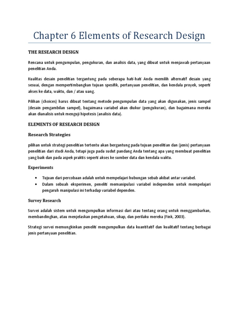 Chapter 6 Elements of Research Design | PDF