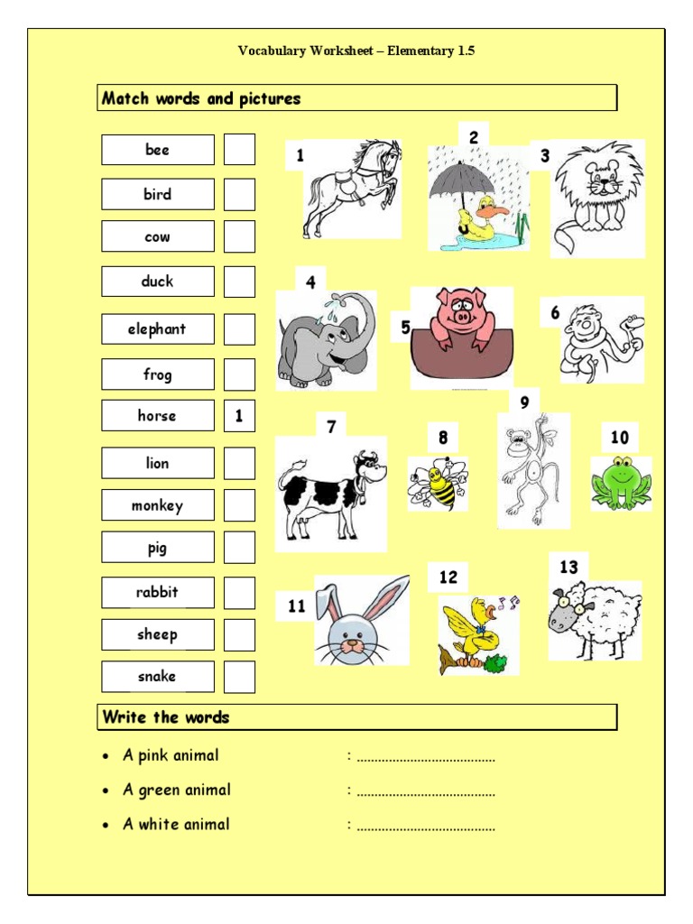 Kids' Animal Vocabulary Fun | PDF