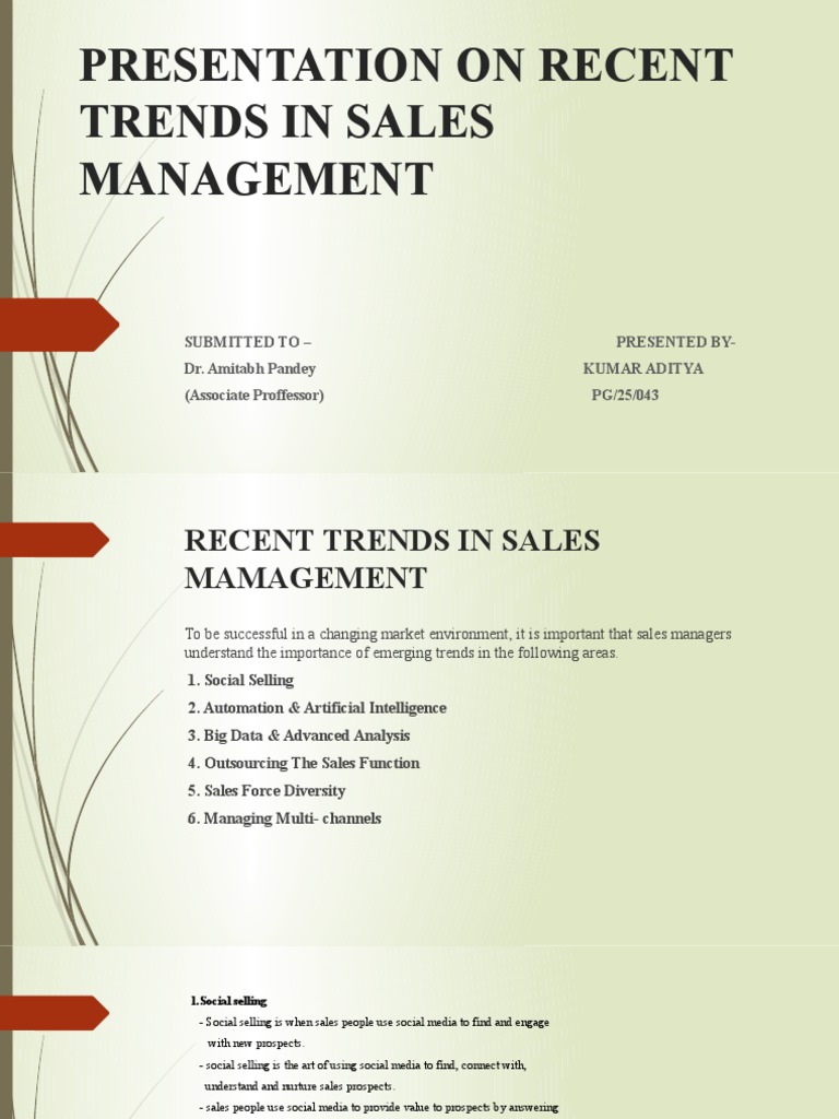 Presentation On Recent Trends in Sales Management | PDF | Sales ...
