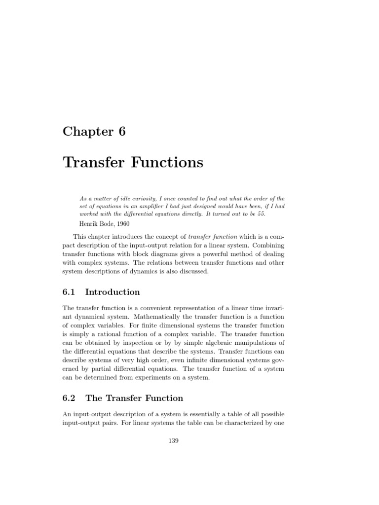 Transfer Functions | PDF | System Of Linear Equations | Matrix ...
