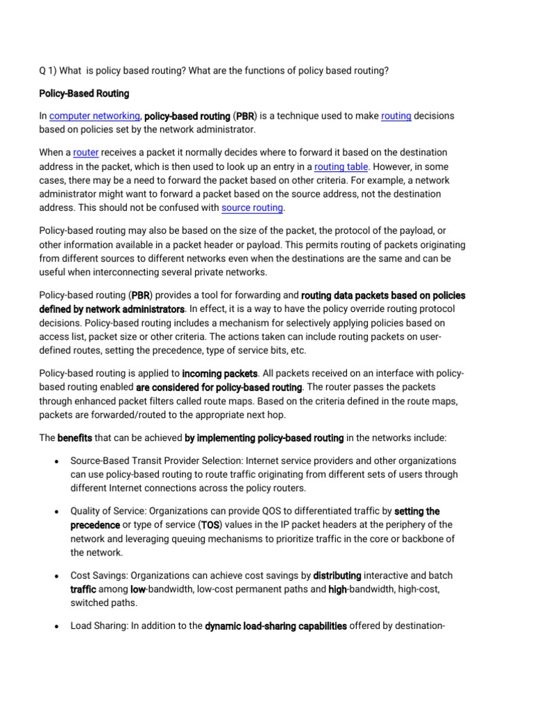 Policy-based routing functions and benefits | PDF