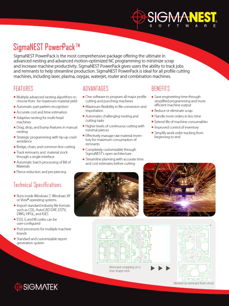 Sigmanest Powerpack™: Benefits Advantages Features | PDF | Microsoft ...