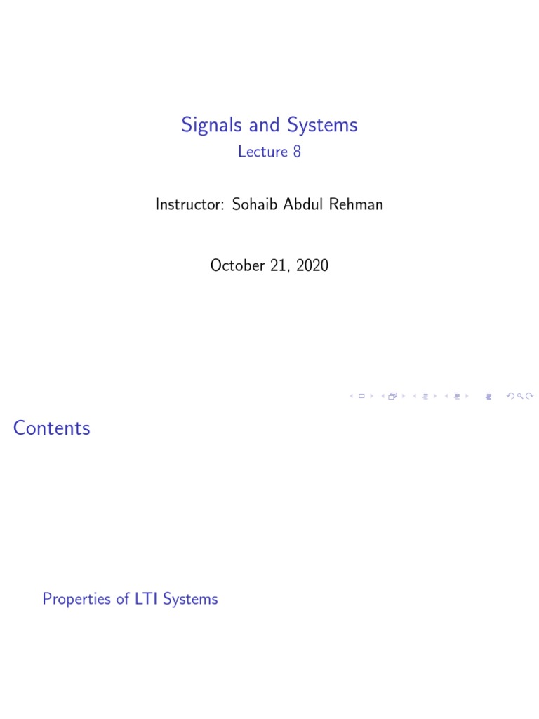 Signals and Systems: Instructor: Sohaib Abdul Rehman | PDF | Digital ...