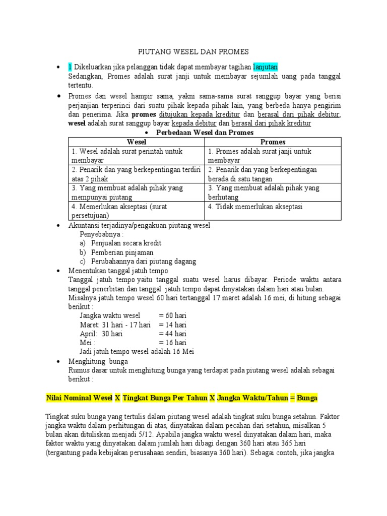 Piutang Wesel Dan Promes | PDF | Pengelolaan Keuangan & Uang
