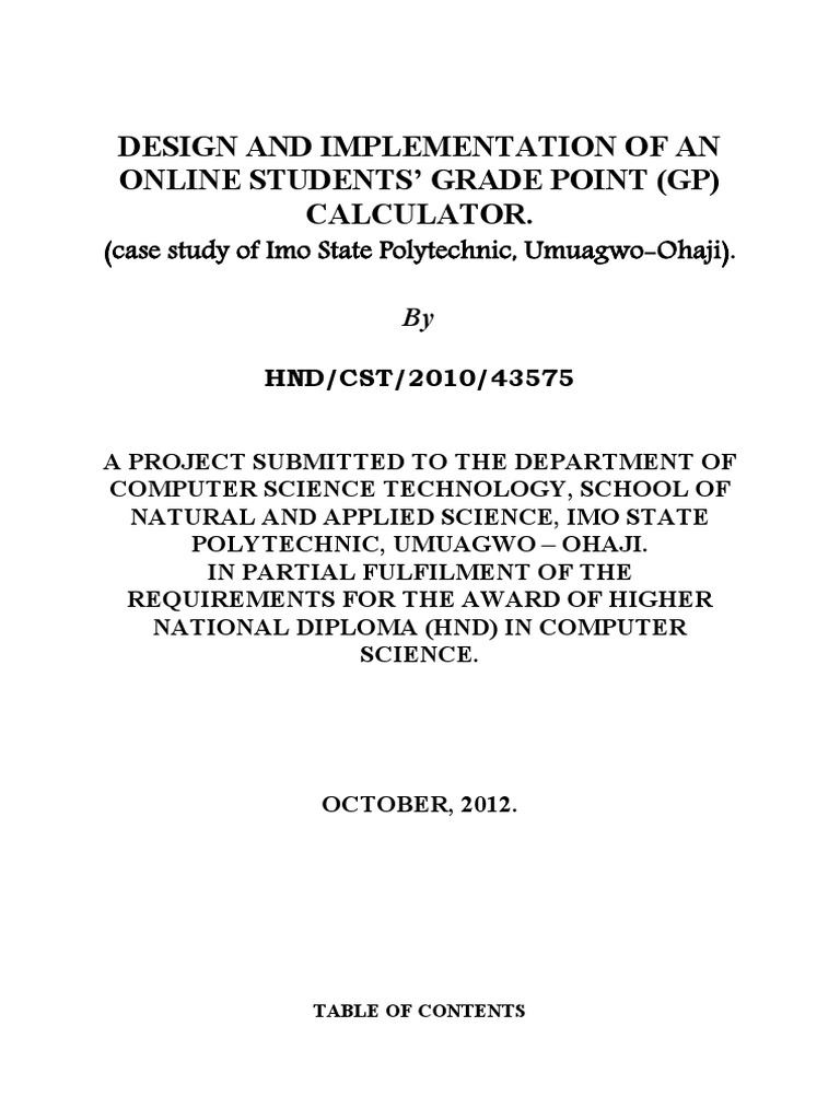 Design and Implementation of An Online Students' Grade Point (GP ...