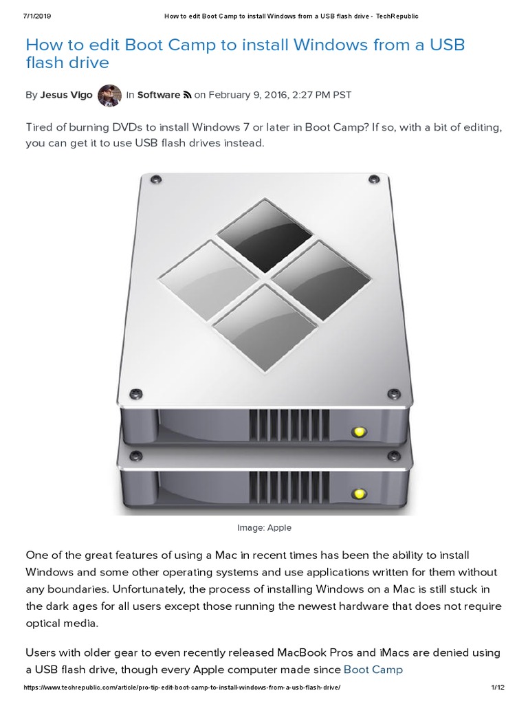 Edit Boot Camp for USB Windows Install | PDF | Booting | Microsoft Windows
