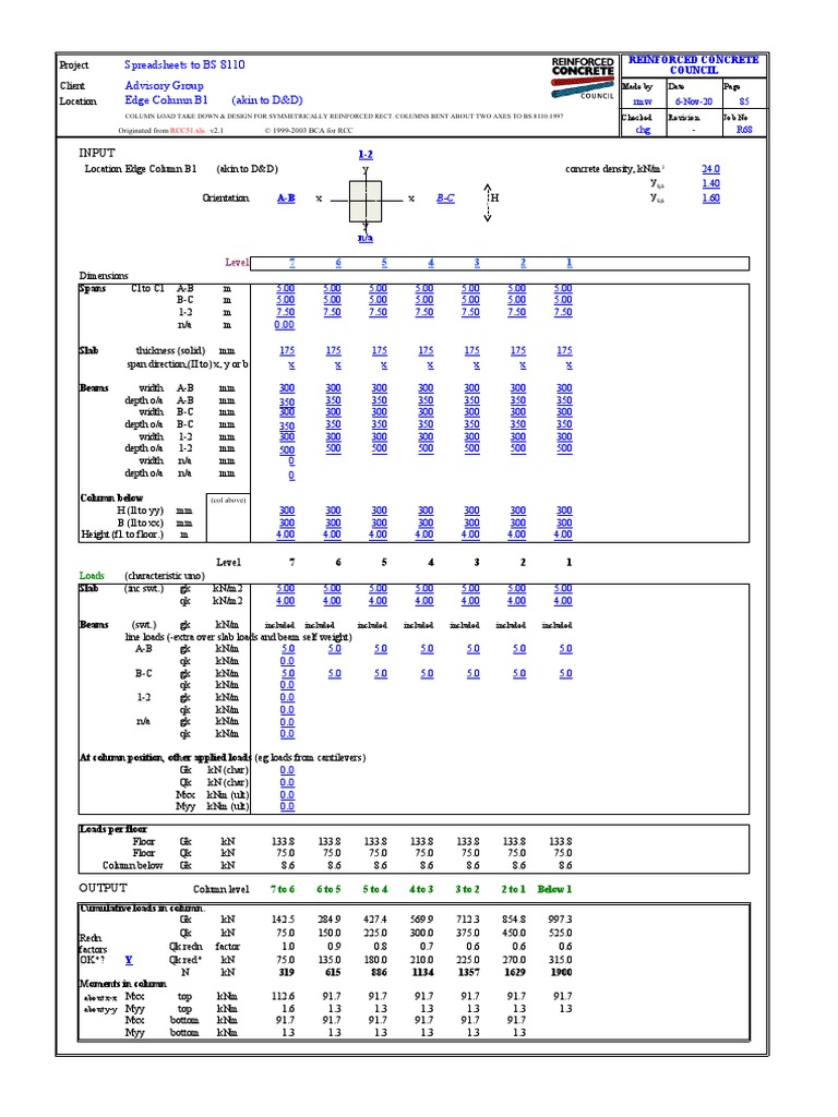 RCC51 Column Load Take-Down Design | PDF | Building Materials | Civil ...