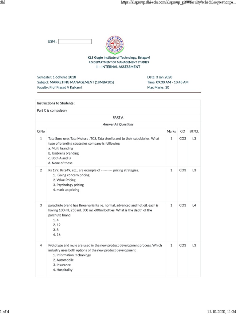 DHI Question Paper Template | PDF | Évolution de carrière | Affaires