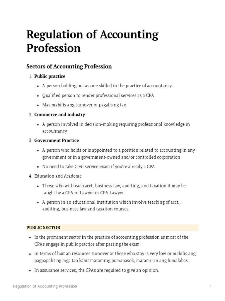Sectors of the Accounting Profession | PDF | Certified Public ...