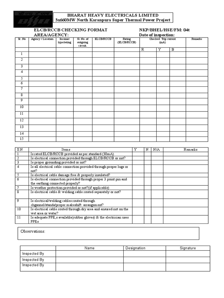 Elcb Checking Format-T | PDF