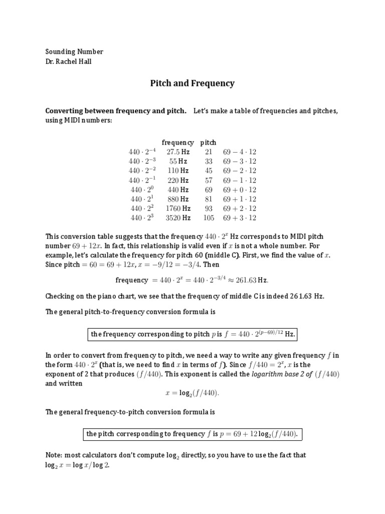 Pitch and Frequency: Converting Between Frequency and Pitch. Let's Make ...