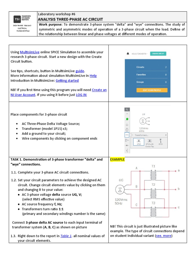 Analysis Three-Phase Ac Circuit: Work Purpose: To Demonstrate 3-Phase System "Delta" and "Wye ...