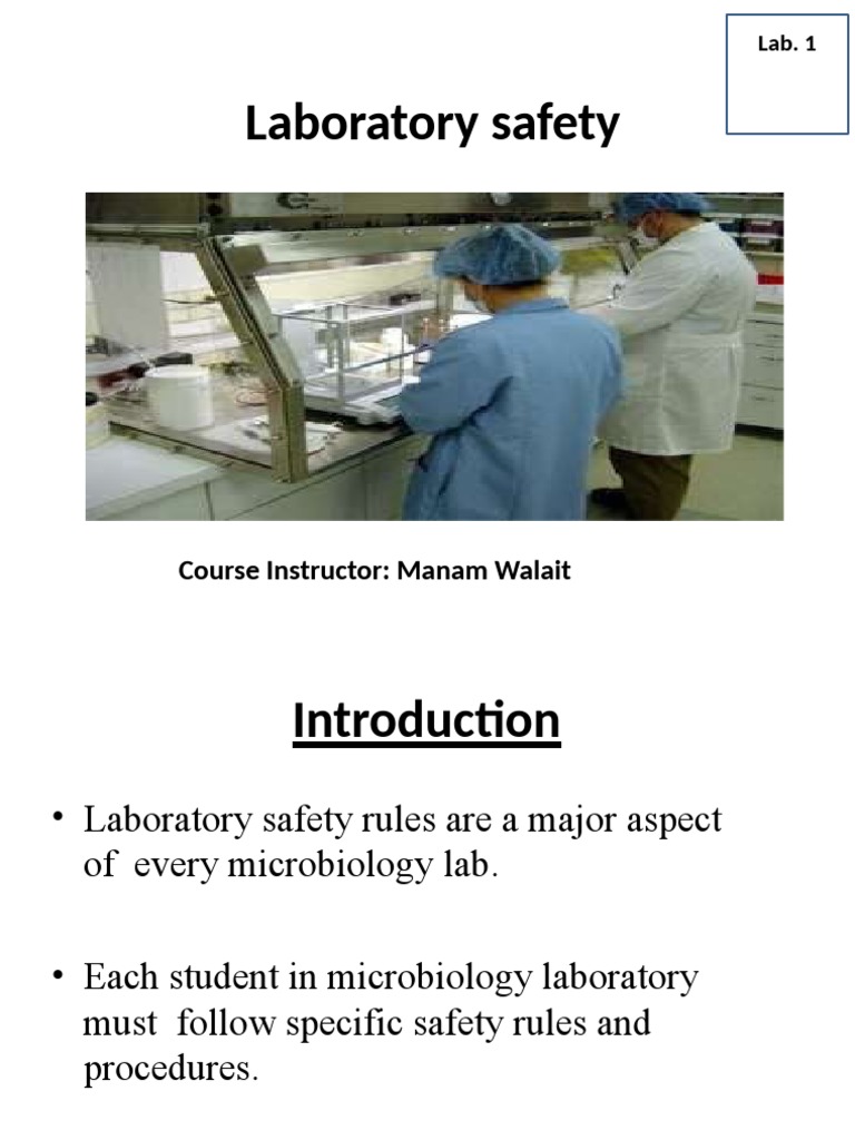 Laboratory Safety: Course Instructor: Manam Walait | PDF | Laboratories ...