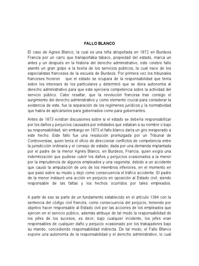 FALLO BLANCO Ensayo | PDF | Ley administrativa | Estado (política)