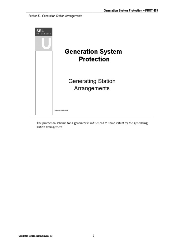 05 - Generator Station Arrangements - r3 | PDF | Transformer | Electric ...