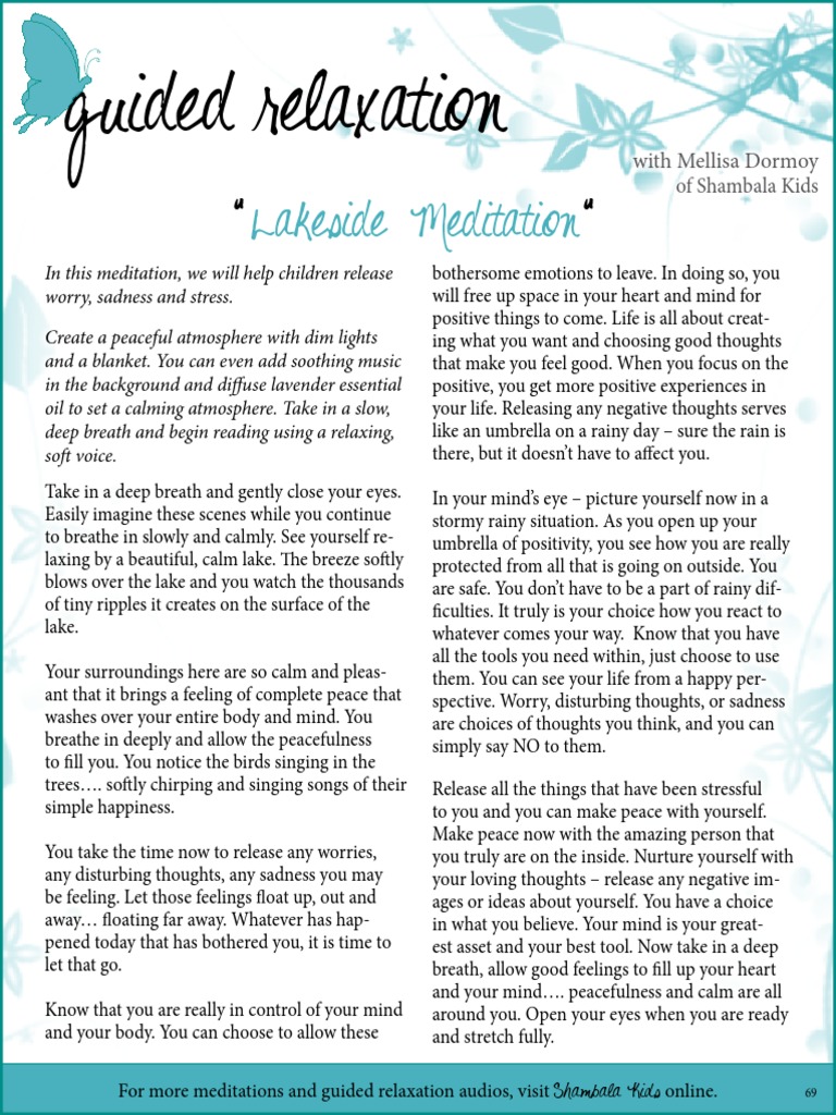 GCM Guided Relaxation Lakeside Meditation | PDF | Relaxation ...