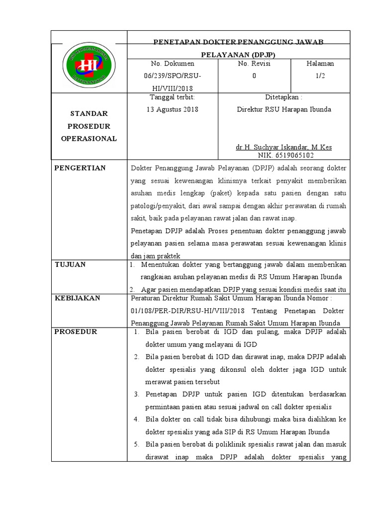 SPO Penetapan DPJP IGD | PDF | Pengembangan Diri