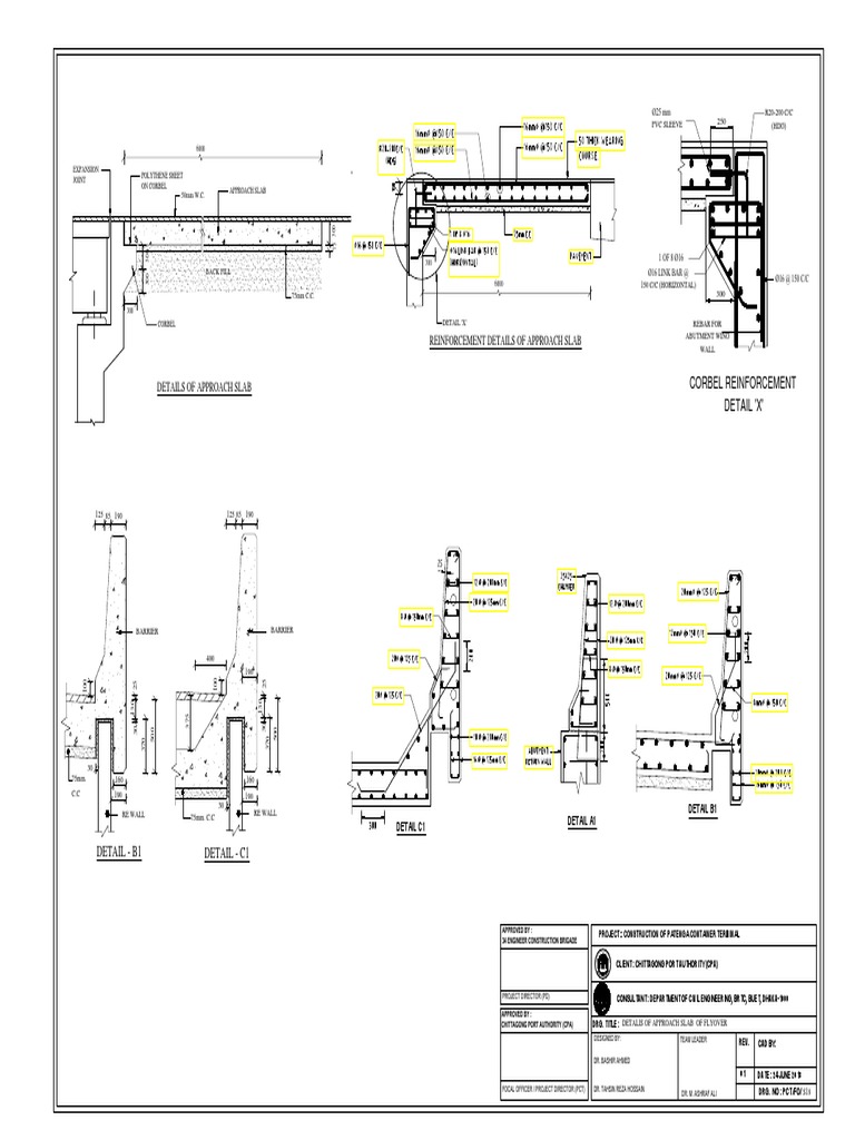 Corbel Reinforcement Detail 'X': Reinforcement Details of Approach Slab ...