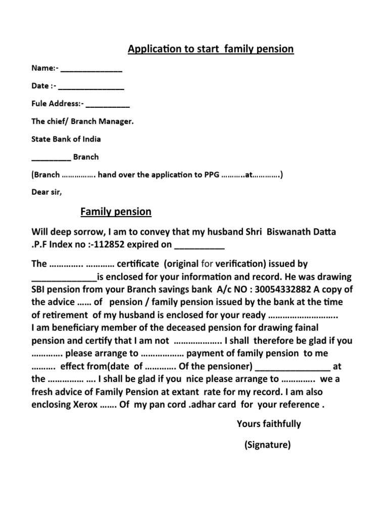 Application To Start Family Pension Pdf Payments Government