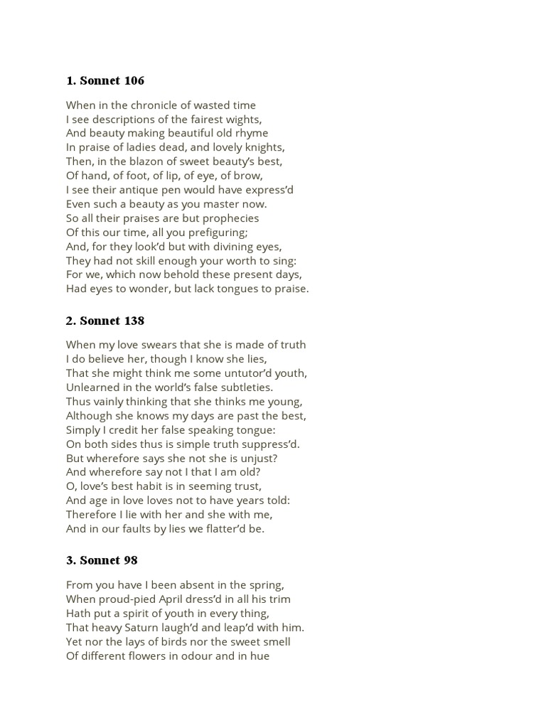 Sonnets 1 | PDF