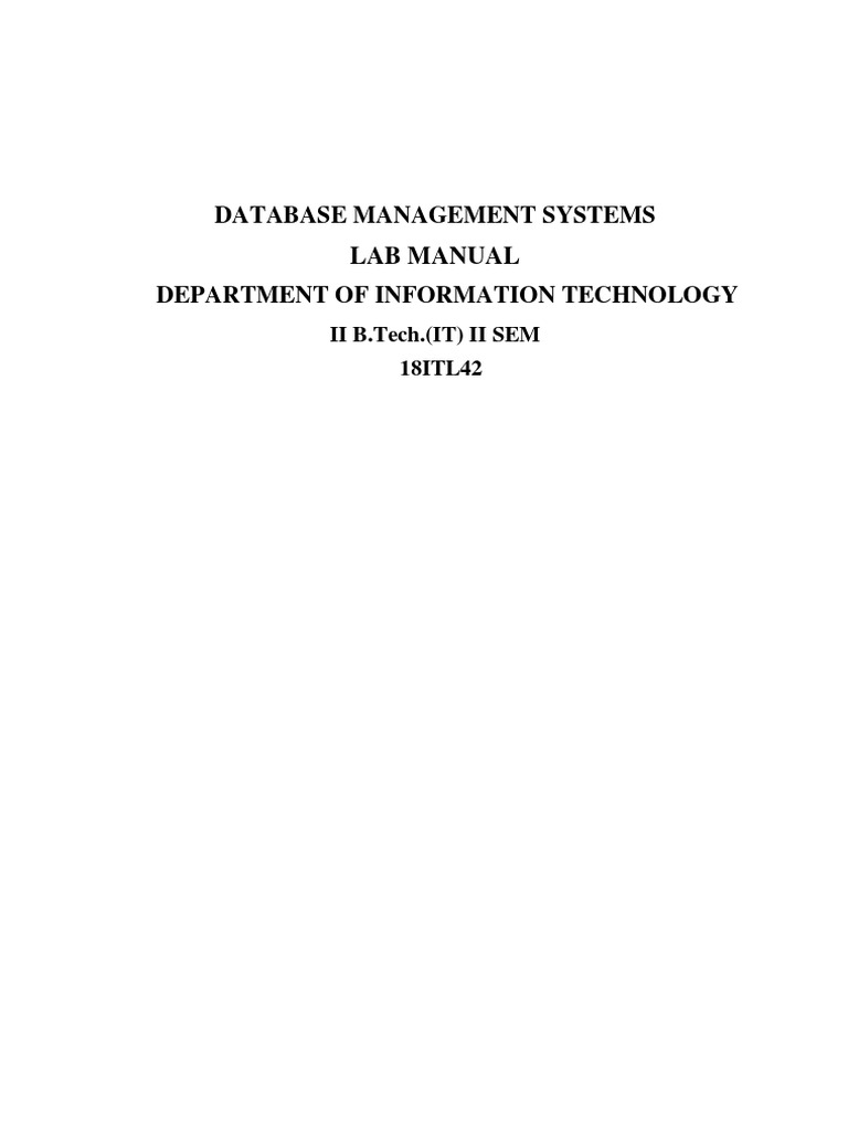 Database Management Systems: Lab Manual | PDF | Relational Database | Pl/Sql