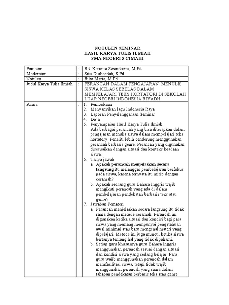 Notulen Seminar | PDF