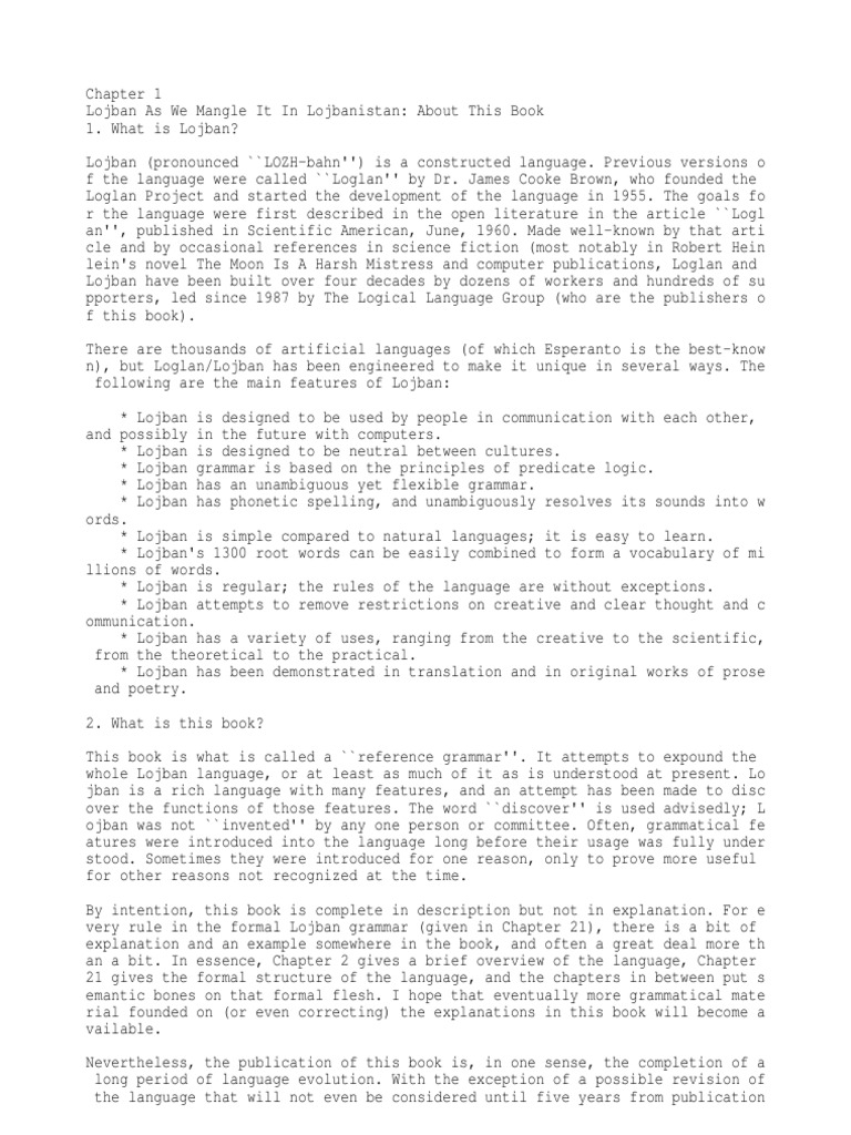 Lojban Book | Semantics | Languages