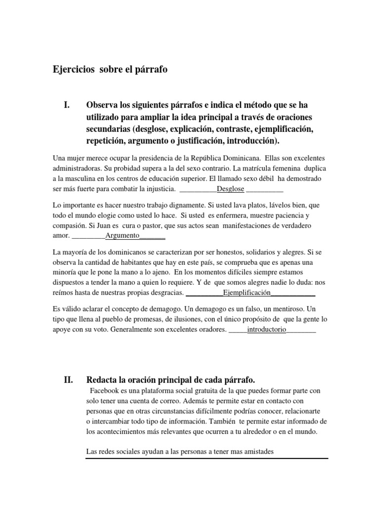 Ejercicios Sobre El Párrafo, 2020 | PDF | La risa | Conceptos psicologicos