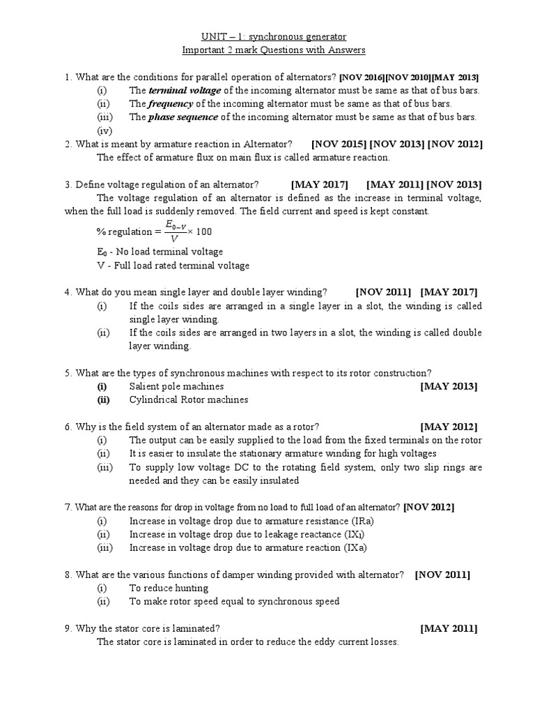 2 Mark Questions in Electrical Machines II | PDF | Business