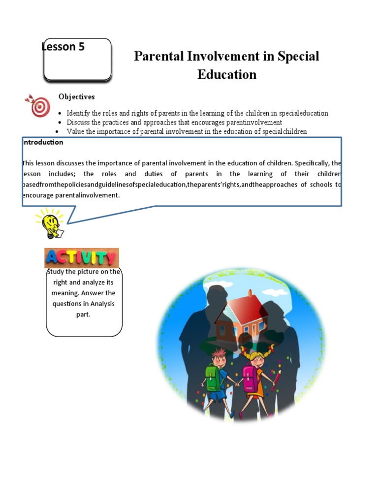 Ped 2 Module 2 Lesson 5 | PDF | Special Education | Parent