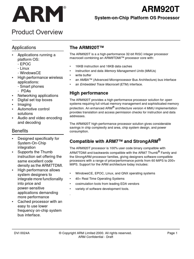 Arm 920 T | PDF | Arm Architecture | Cpu Cache