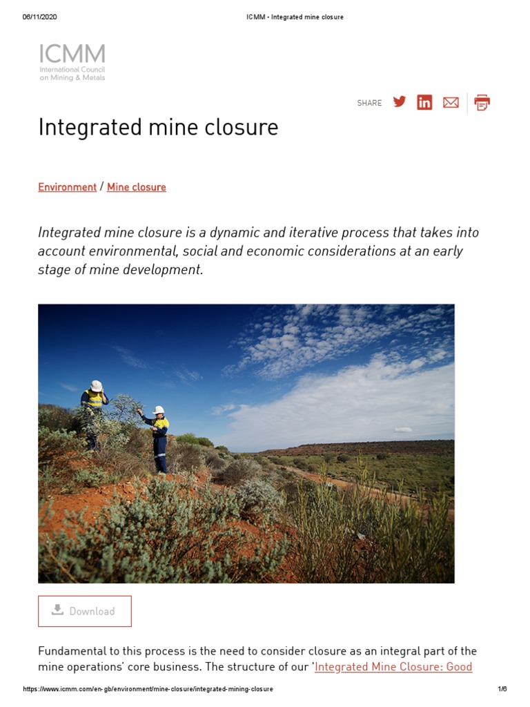 ICMM - Integrated Mine Closure PDF | PDF | Life Cycle Assessment | Mining