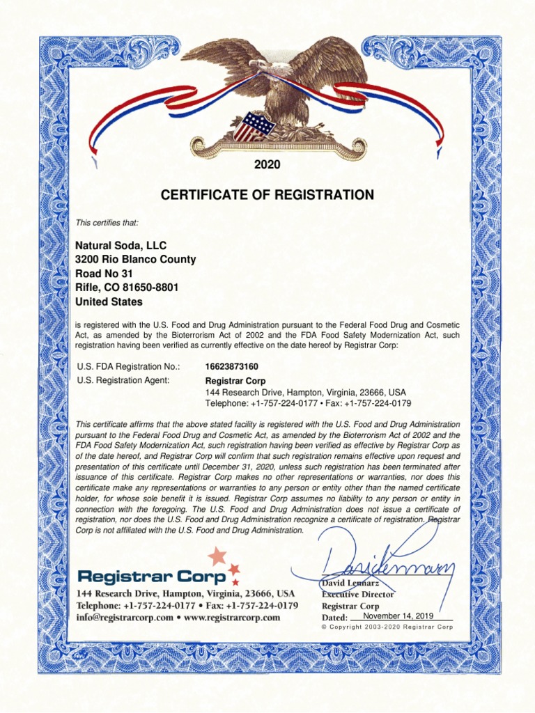 Fda Bio Cert 2020 | PDF