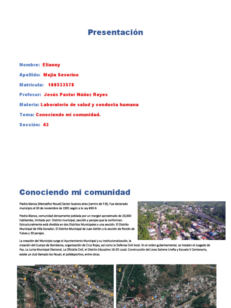 Conociendo Mi Comunidad Elianny Mejia Severino | PDF