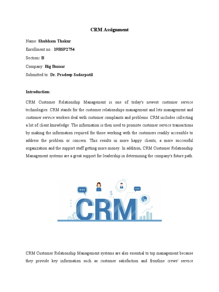 CRM Assignment | PDF | Customer Relationship Management | Business