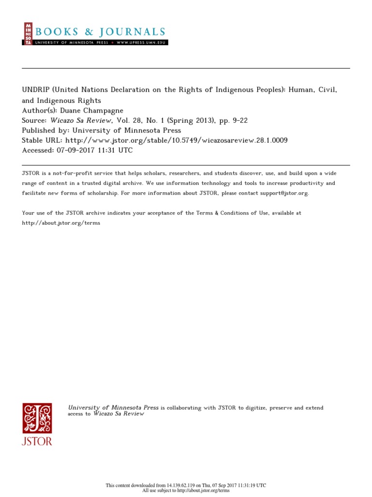 UNDRIP - Human Civil and Indigenous Rights | Download Free PDF ...