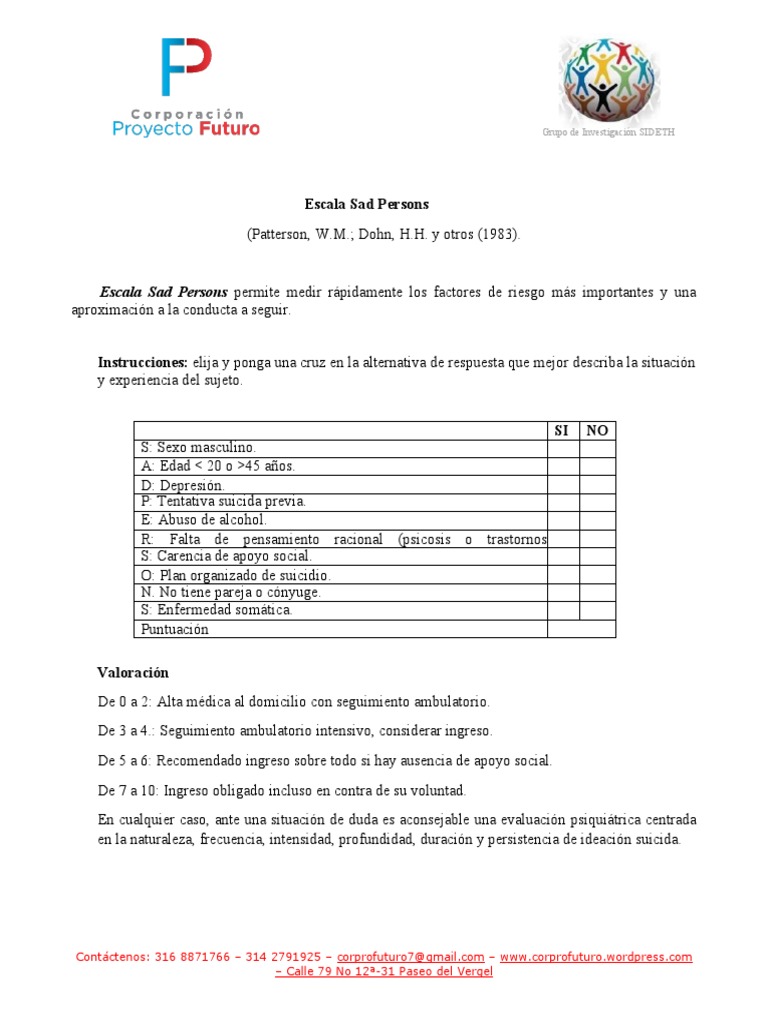 Escala Sad Persons: Escala Sad Persons Permite Medir Rápidamente Los ...