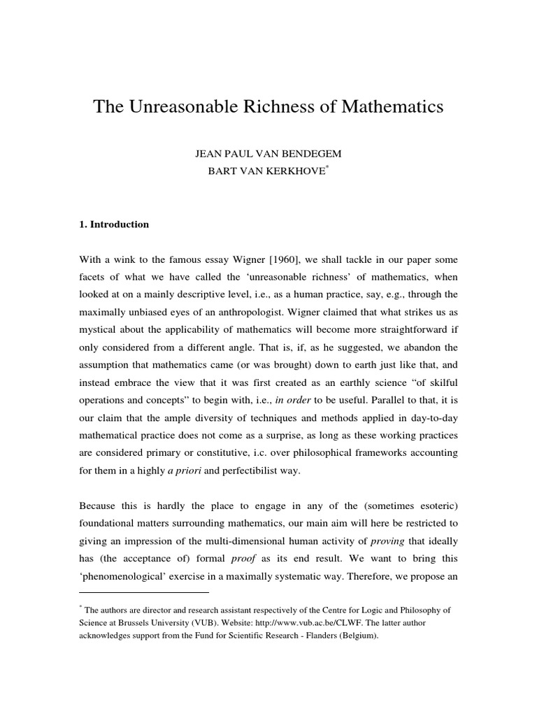 The Unreasonable Richness of Mathematics | PDF | Mathematical Proof ...
