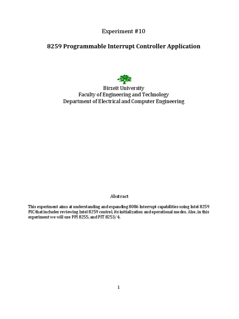 8259 Programmable Interrupt Controller Application: Experiment #10 | PDF | Electronic Design ...