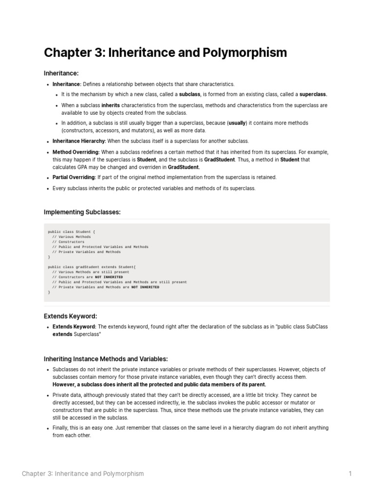 Chapter 3 Inheritance And Polymorphism Download Free Pdf Inheritance Object Oriented