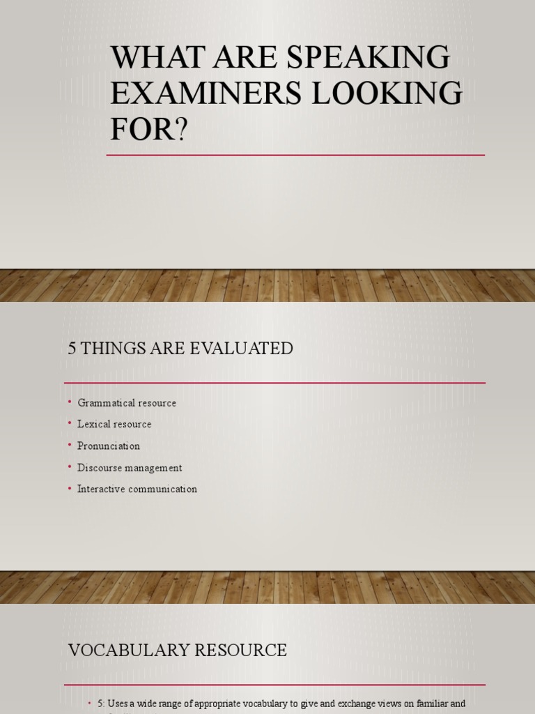 Criteria Examiners Use to Evaluate Speaking and Writing Skills in Language Exams | PDF ...
