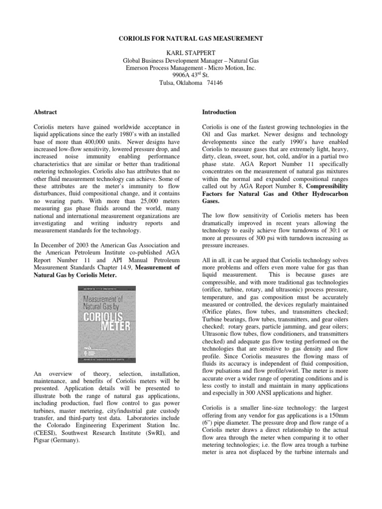 Coriolis PDF | Download Free PDF | Flow Measurement | Gases