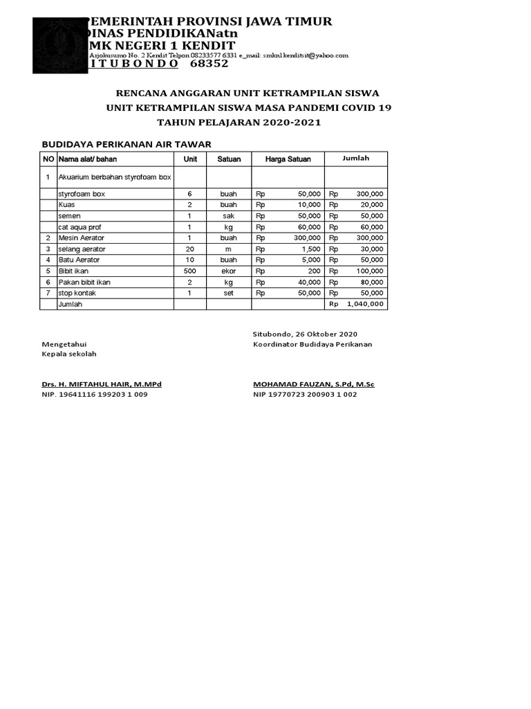 Rab Budidaya Perikanan | PDF