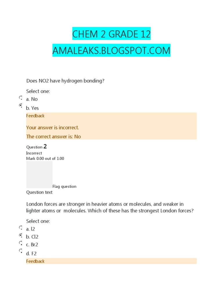 General Chemistry 2 Grade 12 | PDF | Intermolecular Force | Chemical Bond