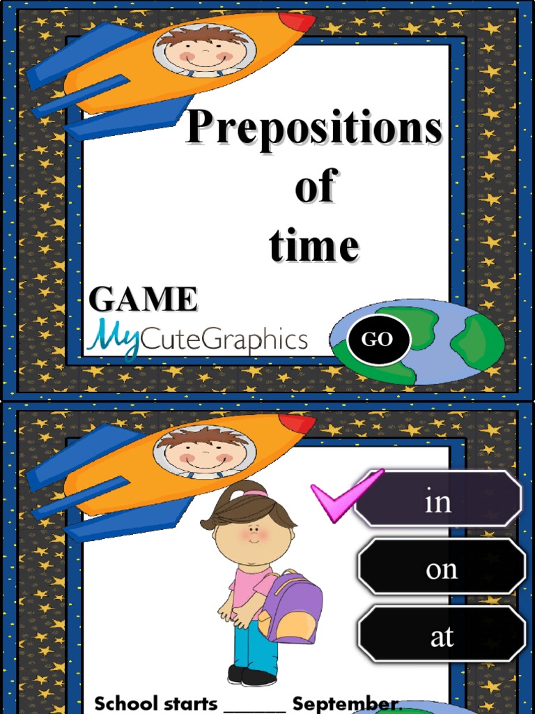Prepositions of Time Games - 73218 | PDF