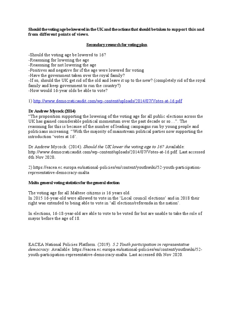 Should The Voting Age Be Lowered in The Uk and The Actions That Should ...