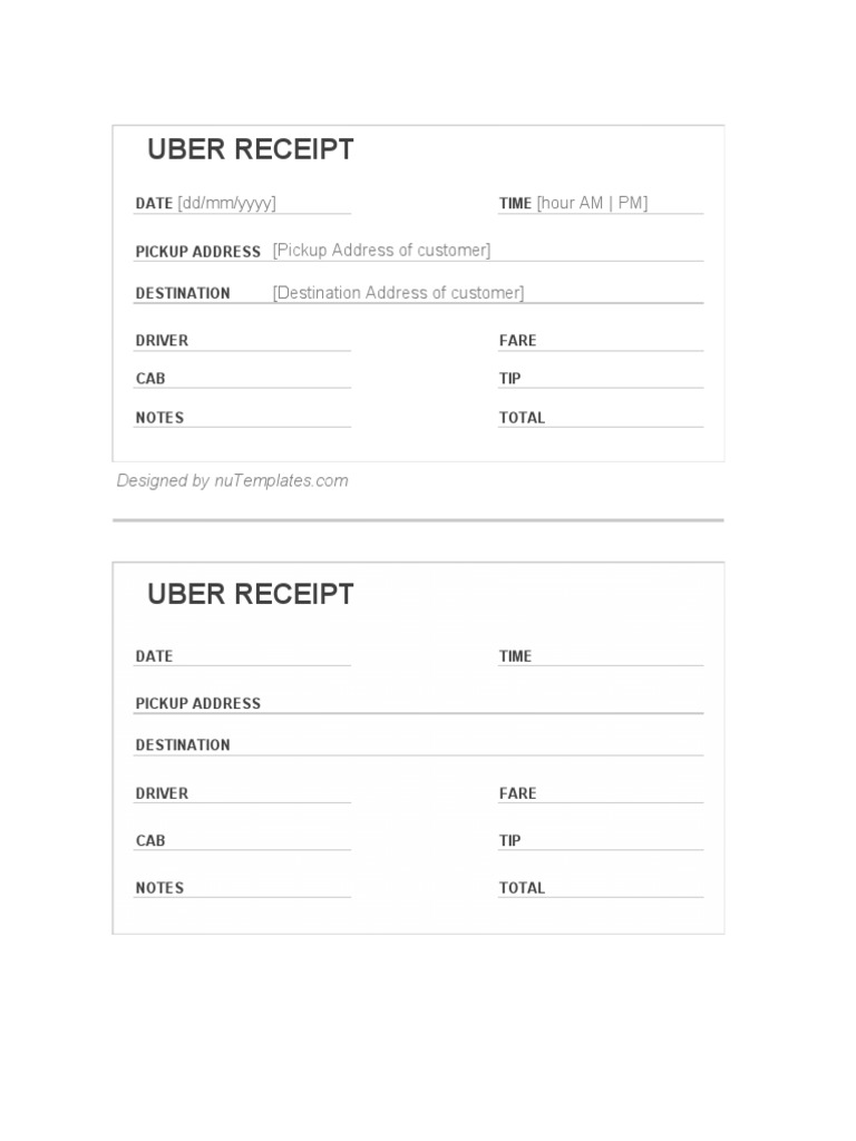 Uber Receipt Template Format | PDF